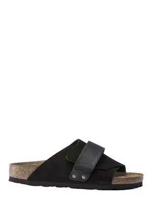 BIRKENSTOCK Kyoto Oiled Leather Suede Sandals - Black