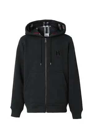 Burberry Letter Graphic Cotton Blend Zip Hoodie - Navy Blue