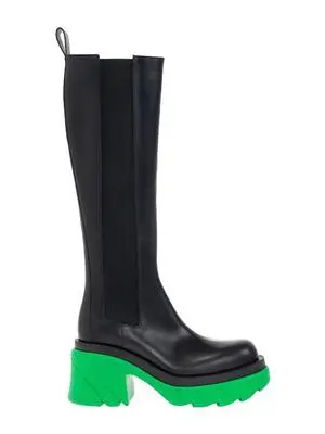 Bottega Veneta Leather Heel Boot - Black/green