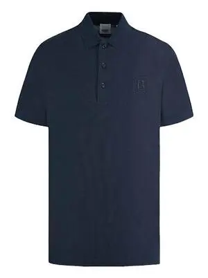 Burberry Letter Graphic Cotton Pique Polo Shirt Polo - Navy Blue