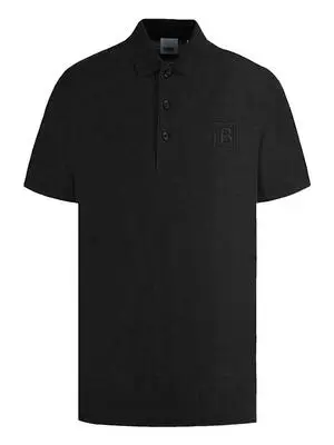 Burberry Letter Graphic Cotton Pique Polo Shirt - Black