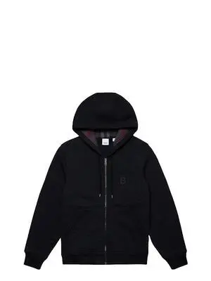 Burberry Letter Graphic Cotton Blend Zip Hoodie - Black