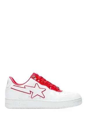 A BATHING APE Sta Patent Leather Sneakers - White/red