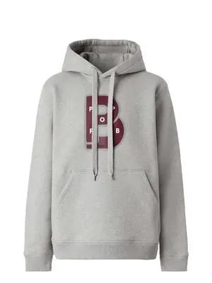 Burberry Letter Graphic Print Cotton Hoodie - Pale Grey Melange