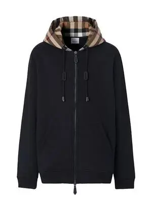 Burberry Check Hooded Cotton Top - Black