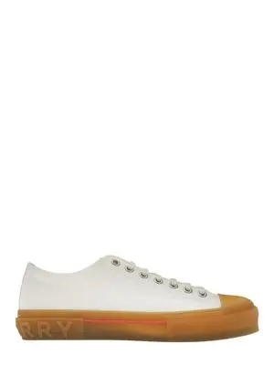 Burberry Cotton Trainer With Logo Detail - White