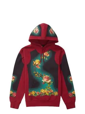 Supreme Jean Paul Gaultier Floral Print Hooded Sweatshirt - Cardinal