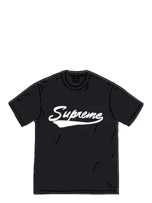 Supreme Intarsia Script Short Sleeve Top - Black
