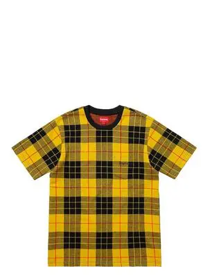 Supreme Jacquard Tartan Plaid Pocket Tee Shirt Yellow