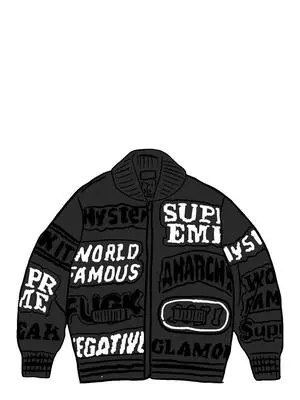 Supreme Hysteric Glamour Logos Zip Up Sweater - Black