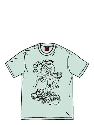 Supreme Daniel Johnston Kill Em All Tee Shirt - Light Teal