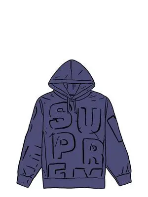 Supreme Cutout Letters Hooded Sweatshirt Washed Navy Blue