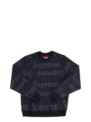 Supreme Jacquard Logo Crewneck Sweatshirt - Black