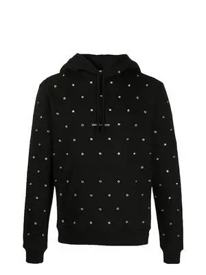 Saint Laurent Eyelet Logo Hoodie - Black