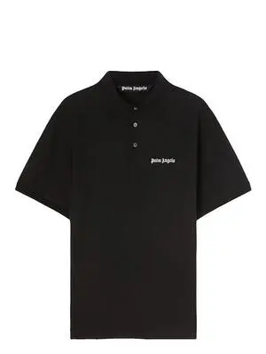 Palm Angels Logoembroidered Cotto Polo Shirt - Black