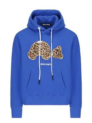 Palm Angels Leopard Kill The Bear Popover Hoodie - Blue/brown