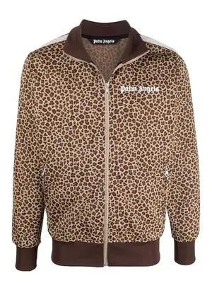 Palm Angels Leopard Print Track Jacket - Beige/off White