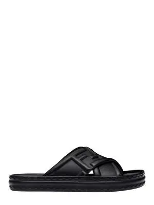 Fendi Crossover Band Sandal With Embossed Ff Motif - Black