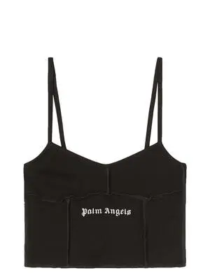 Palm Angels Logo-print Crop Top - Black/white