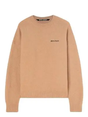 Palm Angels Logo-embroidered Wool-blend Jumper - Camel Brown