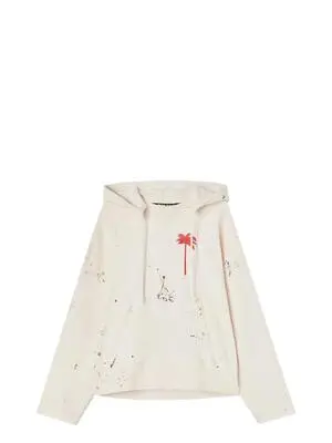 Palm Angels Painted Raw Hoodie - Off White/red
