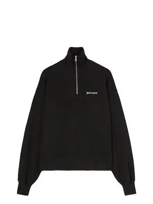 Palm Angels Logo-embroidered Half-zip Sweatshirt - Black