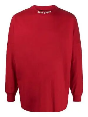 Palm Angels Long Sleeve Classic Logo T-shirt - Red/white