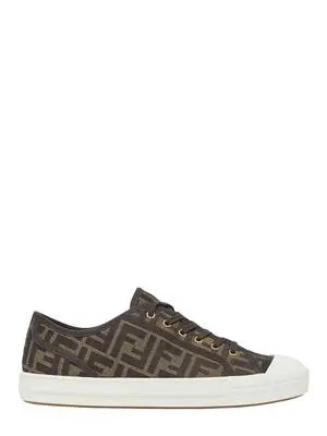 Fendi Domino Ff Lop Sneakers - Brown/dark Brown/white