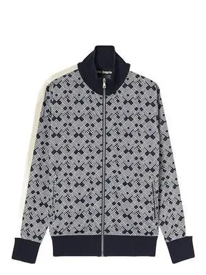 Palm Angels Monogram Track Jacket - Navy Blue/off White