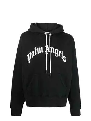 Palm Angels Logo Print Hoodie - Black/white