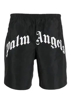 Palm Angels Logo Print Swimming Shorts - Black