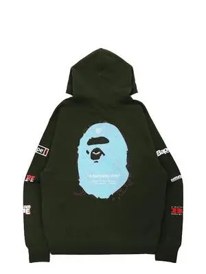 A BATHING APE Big Ape Head Digital Mosaic Relaxed Fit Full Zip Hoodie - Olivedrab Green