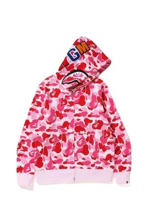 A BATHING APE Big ABC Camo Shark Full Zip Hoodie Pink