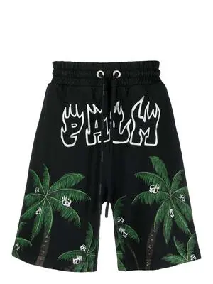 Palm Angels Palms & Skull Vintage Sweatshorts - Black/green