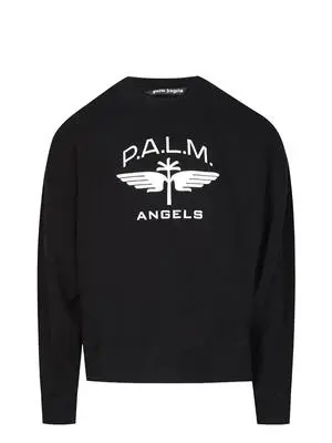 Palm Angels Military Wings Logo Crewneck Sweatshirt - Black/white