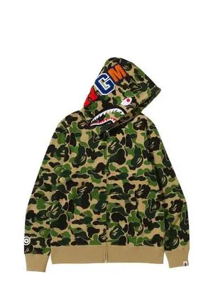 A BATHING APE Big Abc Camo Shark Full Zip Hoodie - Green