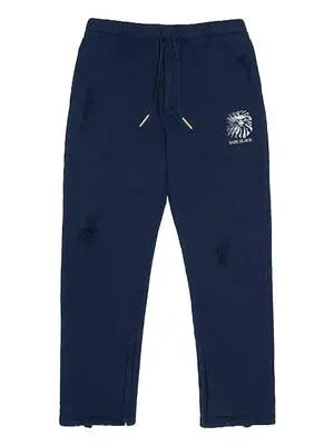 A BATHING APE Black Label Distressed Sweat Pants - Navy Blue