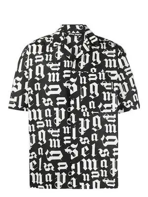 Palm Angels Monogram Bowling Shirt - Black