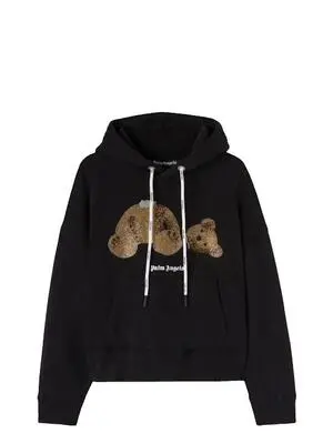 Palm Angels Sequin Bear Hooded Sweatshirt - Black/gold