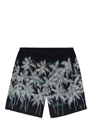 Palm Angels Palm Tree Print Swim Shorts - Black/white