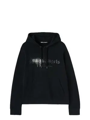 Palm Angels Rhinestone Sprayed Hoodie - Black