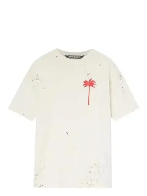 Palm Angels Palm Tree Painted T-shirt - Off White/red