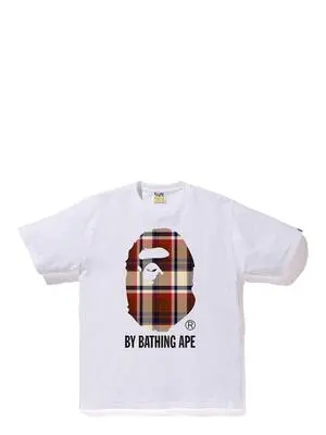 A BATHING APE Check Bathing Ape Tee Shirt - White/red