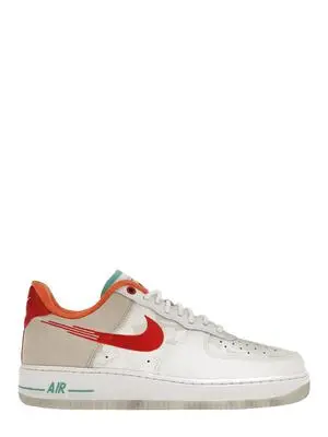 Nike Force 1 Low '07 Prm "just Do It" Sneakers - Summit White/university Red