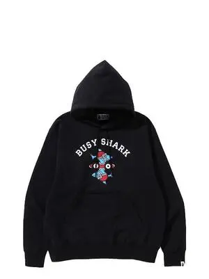 A BATHING APE Busy Shark Relaxed Fit Pullover Hoodie - Black