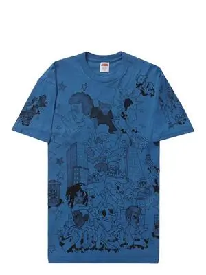 Supreme Downtown Tee Shirt Faded Blue
