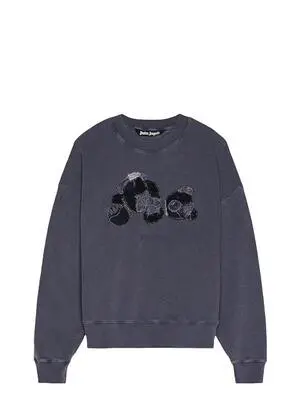 Palm Angels Patchwork Ripped Bear Crewneck Sweatshirt - Grey