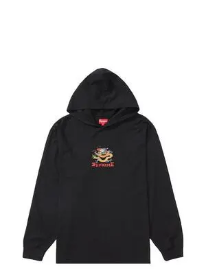 Supreme Dragon Hooded Long Sleeve Top - Black
