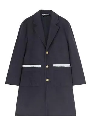Palm Angels Sartorial Tape Button-up Coat - Navy Blue/off/white