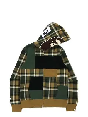 BAPE Bape Check 2nd Ape Full Zip Hoodie Olivedrab Green